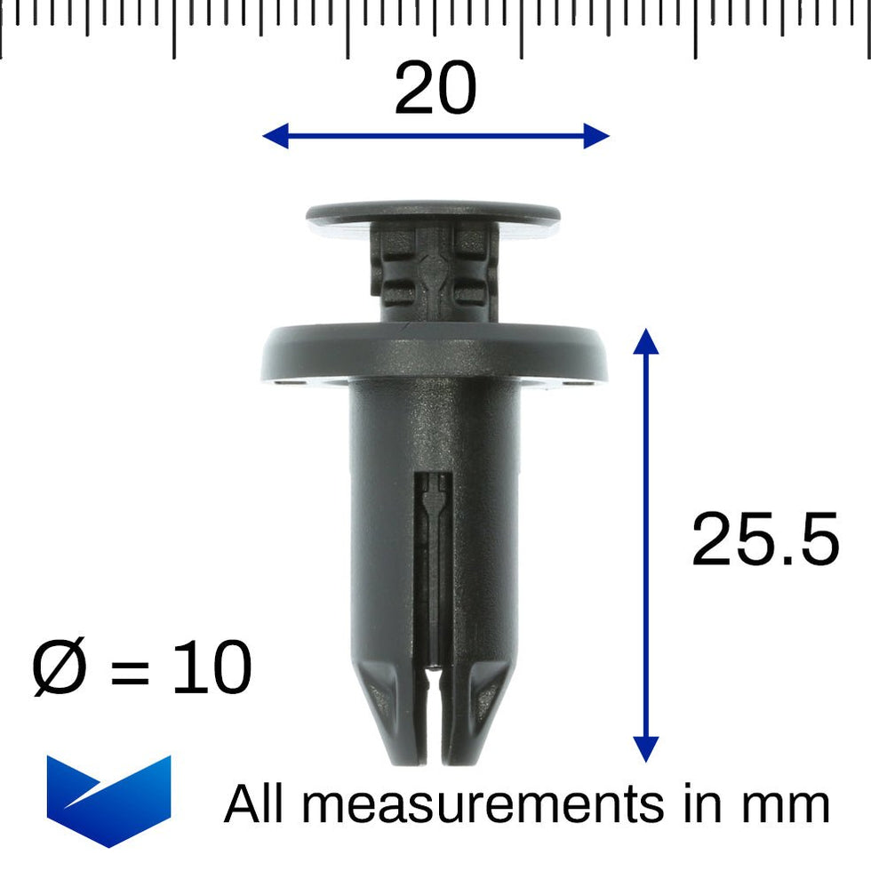 10mm Push Fit Plastic Fastener, Mazda KD4550EA1 — VehicleClips