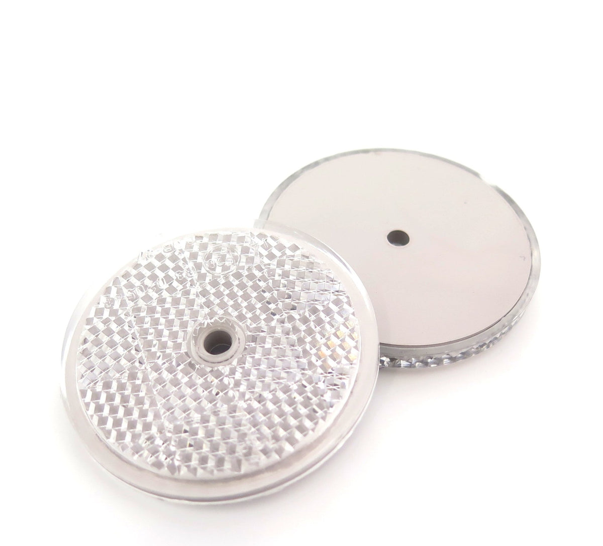 50mm White Circular Reflector with Centre Screw Hole — VehicleClips