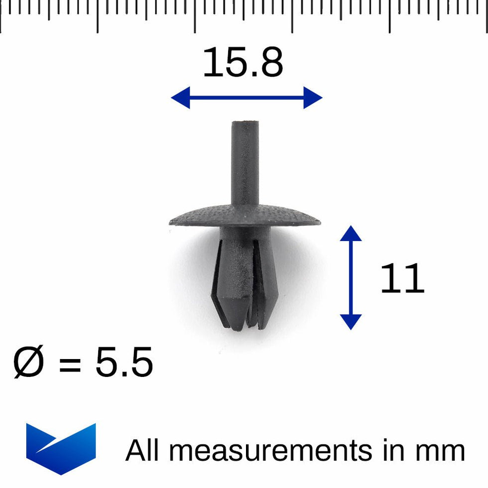 5.5mm Push Fit Plastic Rivet, Ford 1009164 — VehicleClips
