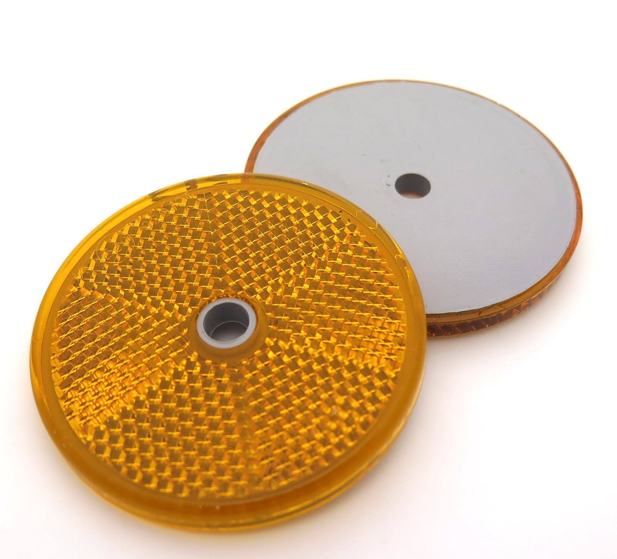 60mm Amber Circular Reflector with Centre Screw Hole — VehicleClips