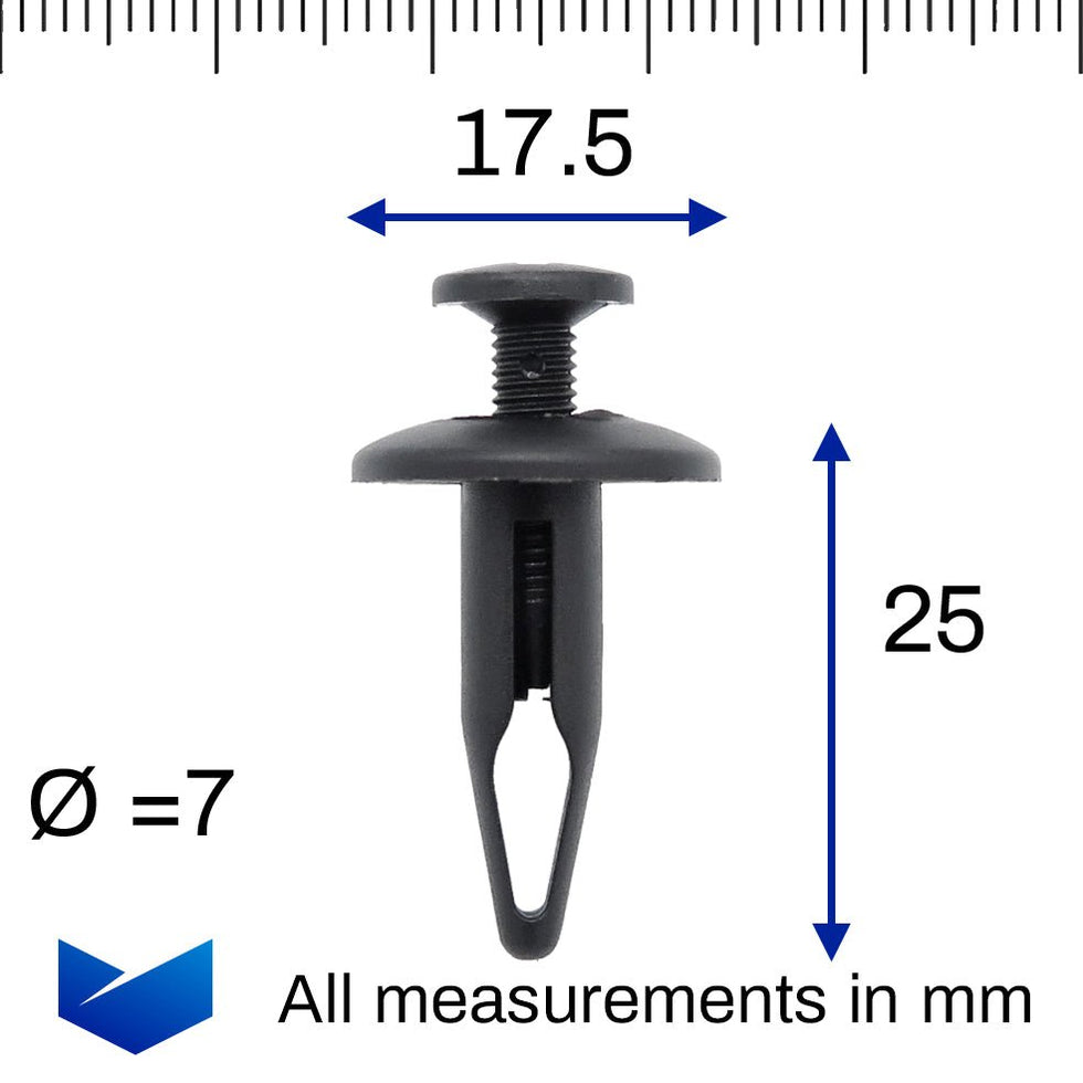7mm Plastic Screw Rivet, Jaguar C2S9354020- Trim Clip for Wheel Arches ...