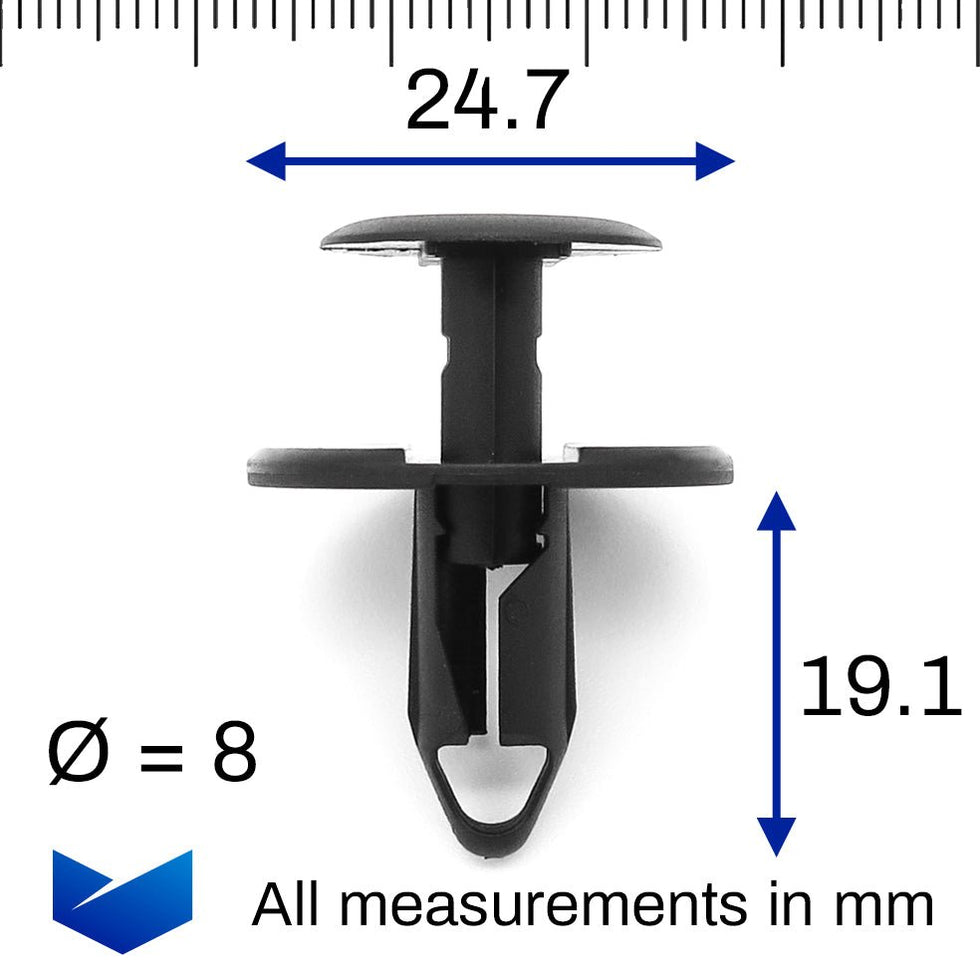 8mm Plastic Trim Clips, BMW Seat Back & Sill Moulding Clips, 071472819 ...