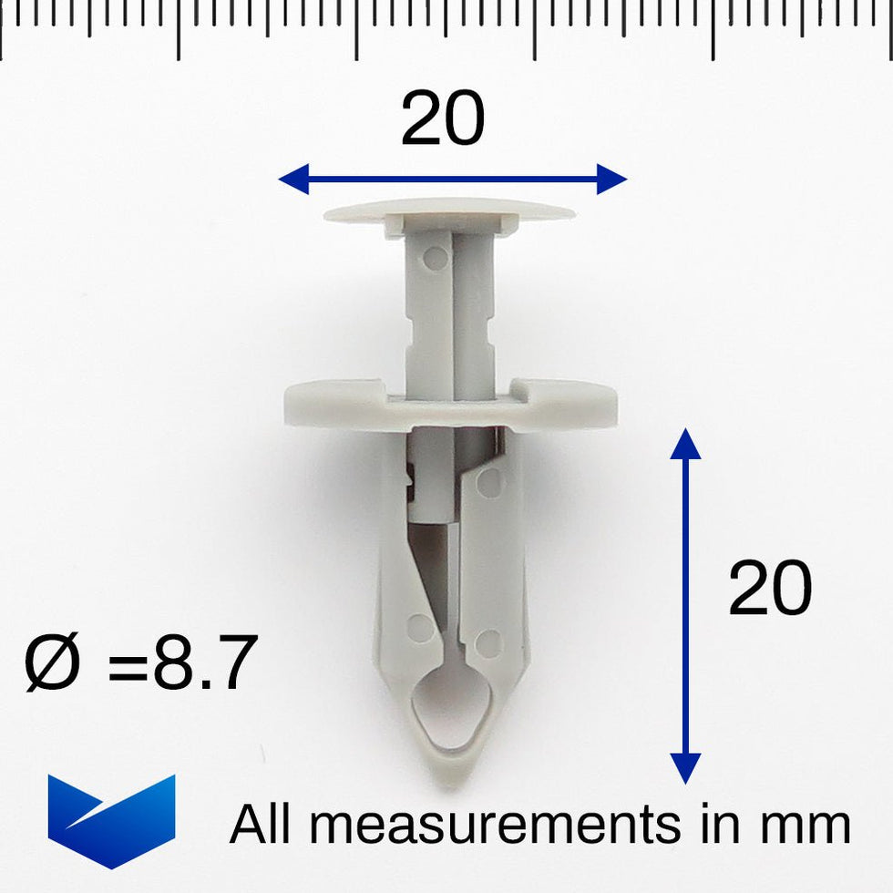 8mm Push Fit Rivets- Perfect for Volkswagen Van Linings, Light Grey ...