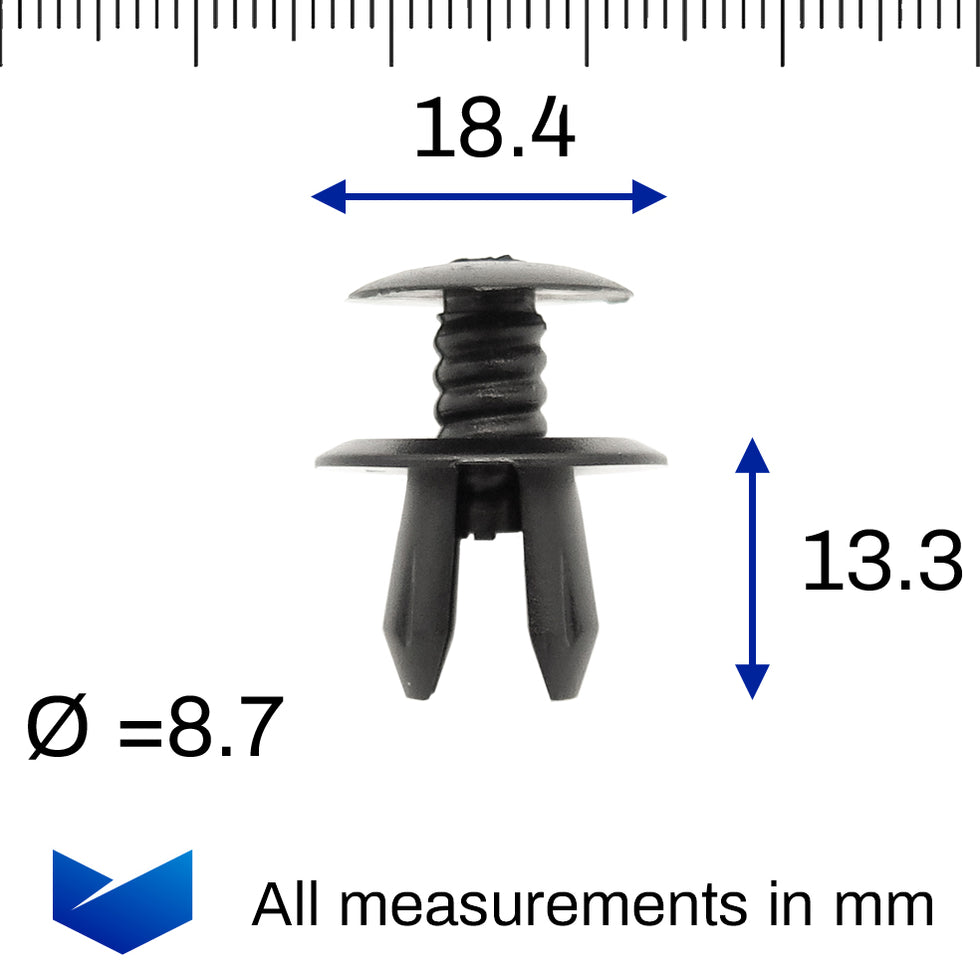 Black Trim Panel / Van Lining Clips, Volkswagen 701867299, 7H0867299 ...