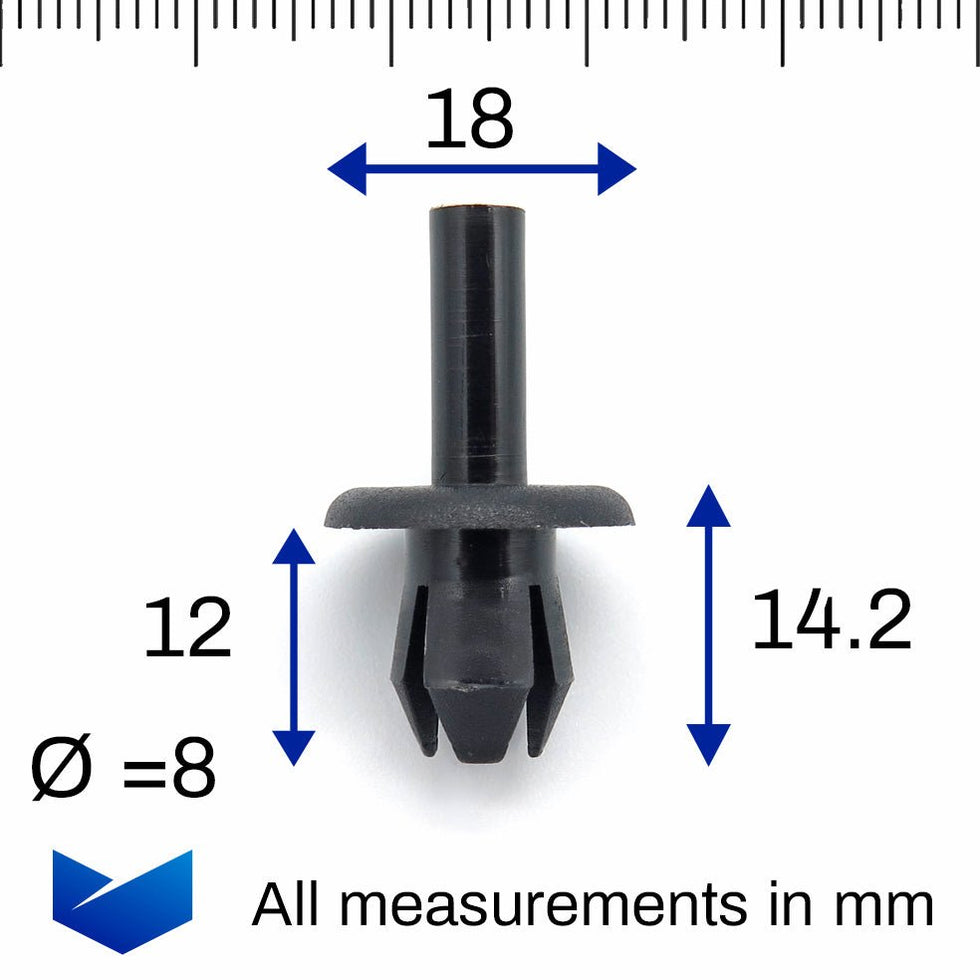 Audi 8mm Plastic Rivet Trim Clips- N0385491 — VehicleClips