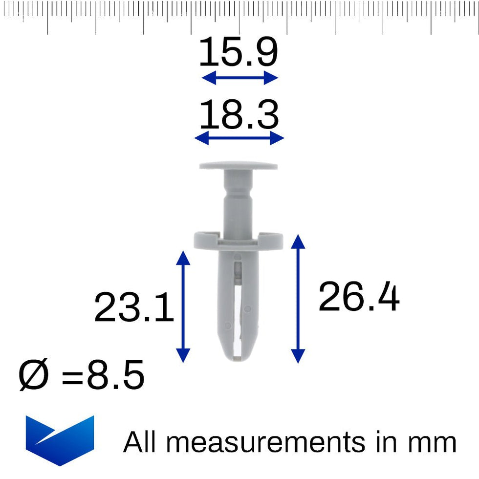 Long, Light Grey Push Fit Plastic Rivets for VW and Ford Van Lining ...