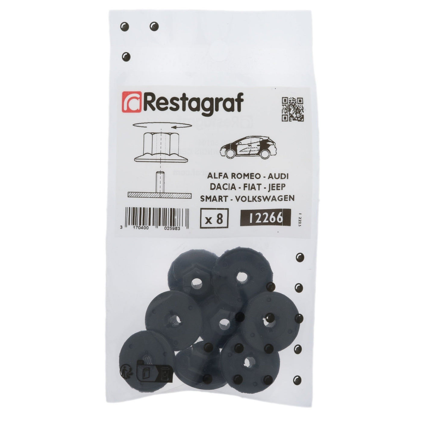 Restagraf- Plastic Nut Ø 5 mm Wheel Housing Cover (Pack of 8 Pieces ...