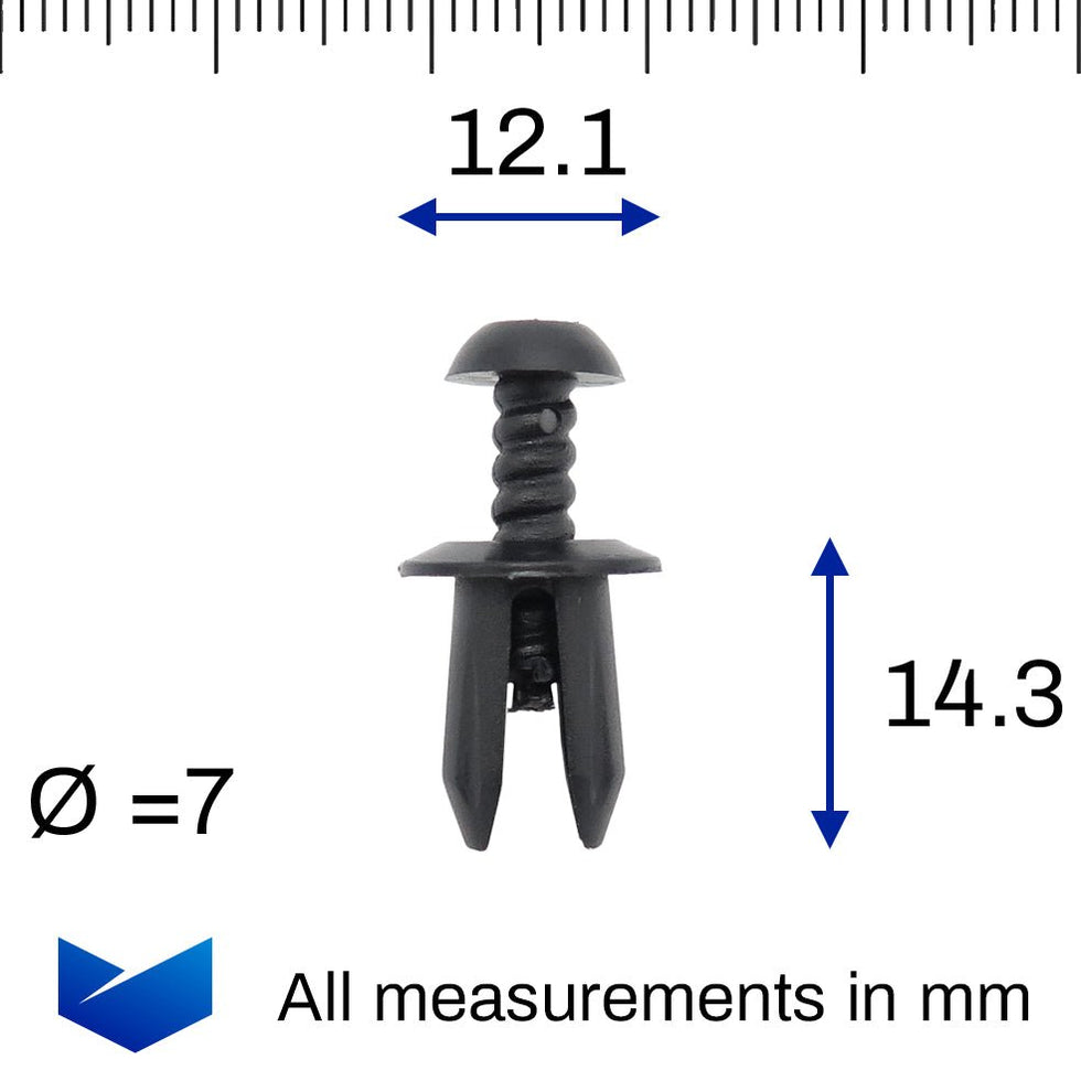 Screw Fit Plastic Trim Clip, 7mm Hole- Mini 51168197908 — VehicleClips