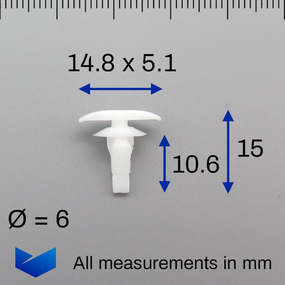 6mm Rubber Weatherstrip Seal Clip, Honda 90651-S4N-003 — VehicleClips