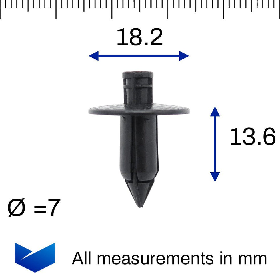 7mm Push Fit Plastic Trim Clip- Toyota 90467-07043-C0 — VehicleClips
