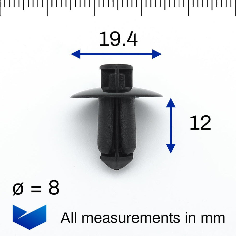 8mm Push Fit Plastic Trim Clips, Nissan 01553-06721 — VehicleClips