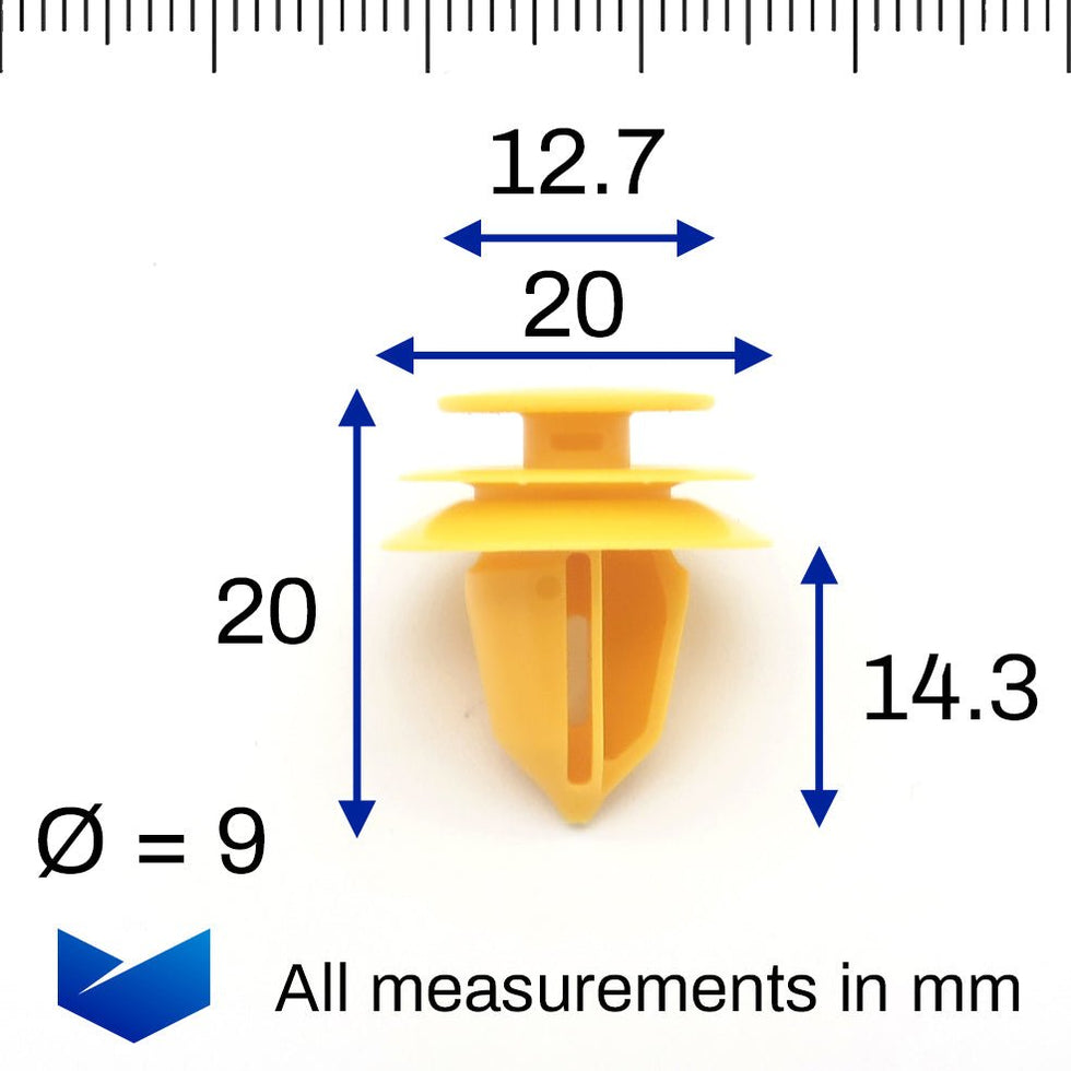 Trim Panel Mounting Clip, Yellow, Nissan 84953JA00A — VehicleClips